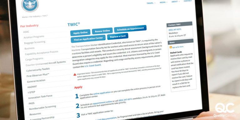 How do I renew my TWIC? - Quality Carriers